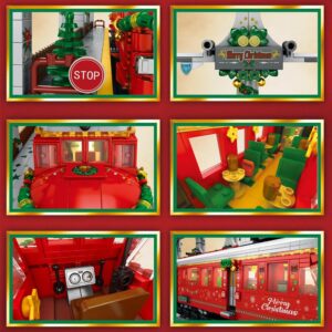 MISINI 66034 Steam Train Building Blocks, 2822 Pcs Train Building Set with Lights, Collectible Christmas elements Steam Locomotive Display Toys kit with Train Tracks, Top Present for Train Lovers