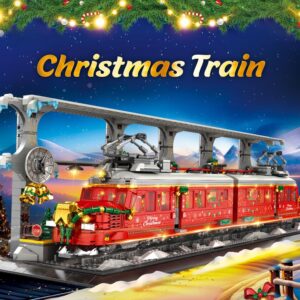 MISINI 66034 Steam Train Building Blocks, 2822 Pcs Train Building Set with Lights, Collectible Christmas elements Steam Locomotive Display Toys kit with Train Tracks, Top Present for Train Lovers