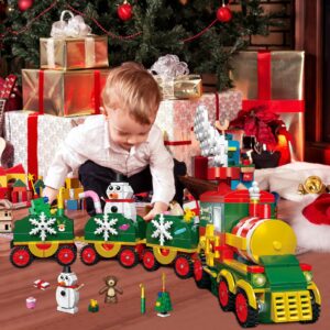 ZYLEGEN Christmas Train building Kit,Christmas Train Set with Snowman,Stocking Stuffer for Kids,Xmas Gifts for Boys Girls,Christmas Décor Building Kit(621+Pcs)