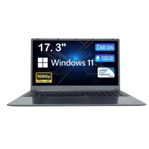 mtwzmm laptop, 17.3 inch laptop, 8gb ram 512 ssd, fhd 1920x1080 display, intel celeron j4105(up to 2.5ghz), window 11, wifi, bluetooth 4.2, usb 3.0, webcam, hdmi, for students and business