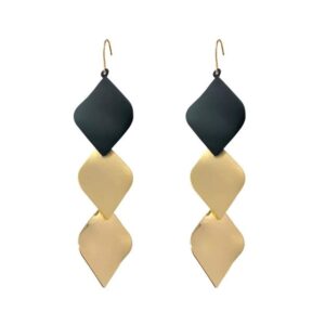 long square dangle drop earrings lightweight fashion geometric earrings square gold statement dangle earrings minimalist polished simple plain geometric flattened hoop earrings-black