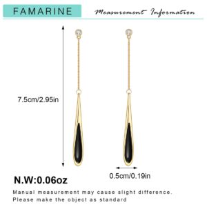 FAMARINE Black Earrings, Black Dangle Earrings for Women Waterdrop Drip Earrings Valentines Earrings