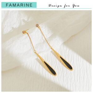 FAMARINE Black Earrings, Black Dangle Earrings for Women Waterdrop Drip Earrings Valentines Earrings