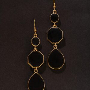 Moonstruck Round Drop & Dangle Earrings for Women (Black)