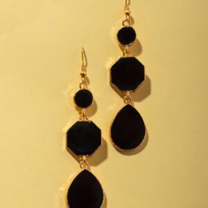 Moonstruck Round Drop & Dangle Earrings for Women (Black)