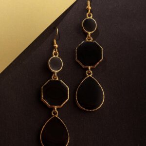 Moonstruck Round Drop & Dangle Earrings for Women (Black)