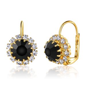 barzel 18k gold & silver tone crystal flower earrings made with swarovski elements