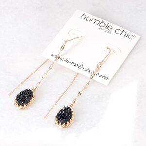 Black and Gold Earrings for Women - Black Earrings for Women Dangle, Black Drop Earrings for Women, Black Dangle Earrings for Women, Long Sparkly Earrings, Gold-Tone Simulated Druzy Earrings for Women