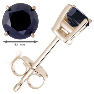 Vir Jewels 1 cttw Black Diamond Stud Earrings 14K Yellow Gold Round Push Backs 4 Prong Basket