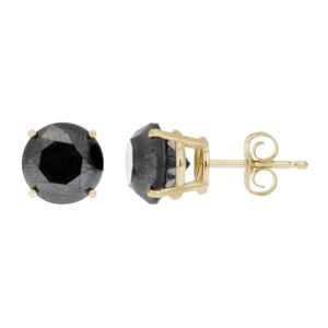 Vir Jewels 1 cttw Black Diamond Stud Earrings 14K Yellow Gold Round Push Backs 4 Prong Basket