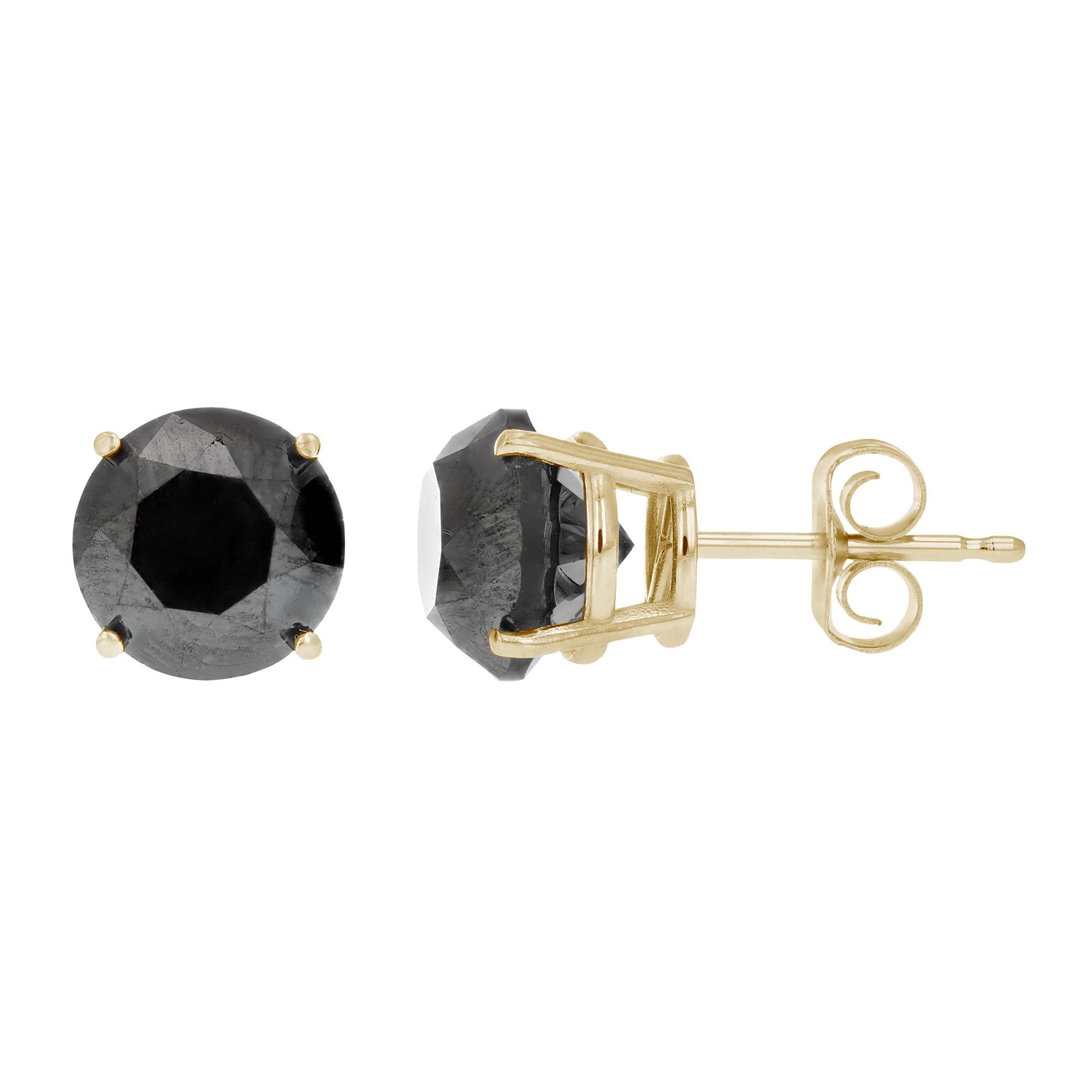 Vir Jewels 1 cttw Black Diamond Stud Earrings 14K Yellow Gold Round Push Backs 4 Prong Basket