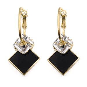 black gold earrings for women dangle drop fashion rhinestone jewelry