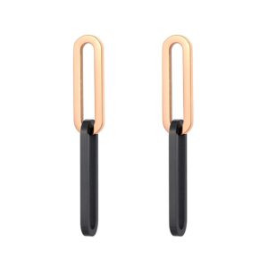 bobotuu black geometric earrings for women, stainless steel hypoallergenic statement handmade dangle earrings, trendy rose gold chunky dainty women's drop earrings