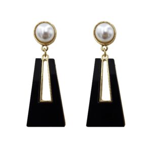 black dangle earrings for women gold sparkly geometric drop statement fashion jewelry