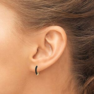 14K Gold Plated Sterling Silver Enamel Color Huggie Hoop Earrings for Women – Black Enamel