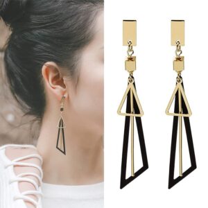 KaFu Fashion Simple Metal Triangle Dangle Earrings Vintage multilayer Geometric Dangle Drop Earrings Lightweight Statement Earrings for Women (black)