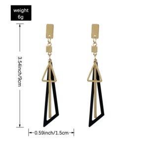 KaFu Fashion Simple Metal Triangle Dangle Earrings Vintage multilayer Geometric Dangle Drop Earrings Lightweight Statement Earrings for Women (black)