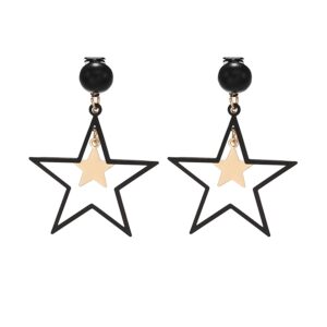 star drop earrings for women gold star clip on earrings double star non piercing ear clip birthday party jewelry dainty gifts for women