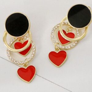 Decent LOOK Trendy Earrings for Women 2024 Black Red Gold Hoop | Triple Circle Diamond Earrings | Chunky Gold Earrings (Pack of 01)