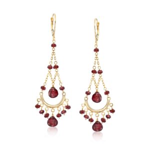 ross-simons 22.00 ct. t.w. garnet chandelier earrings in 14kt yellow gold