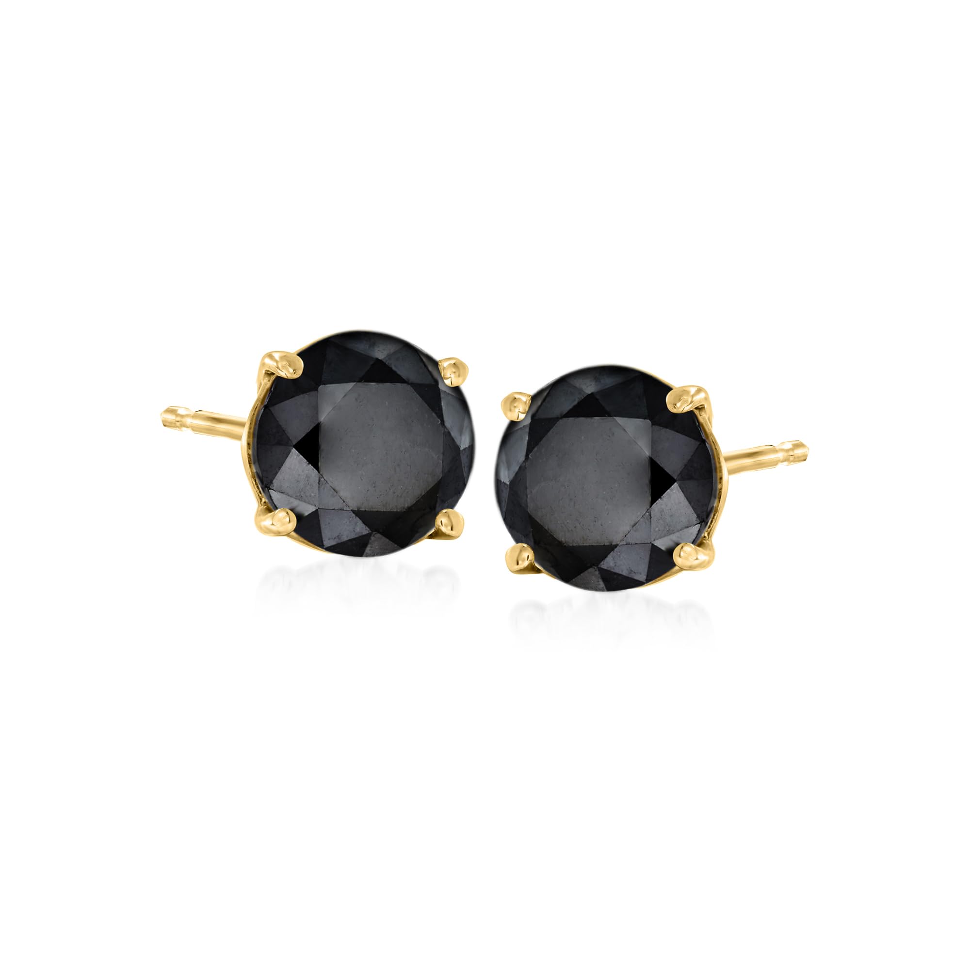 Ross-Simons 2.00 ct. t.w. Black Diamond Stud Earrings in 14kt Yellow Gold