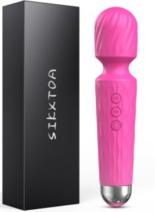 sikxtoa vibrator wand, g spot female adult sex toys, vibrators for her, wand massager, clit stimulator sex toy, dildo, with 8 speeds of pleasure & 20 patterns, powerful, waterproof (rose)