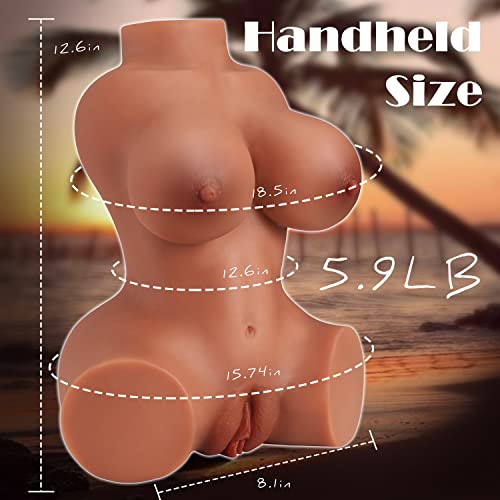 Brown-Skin Sex Doll Masturbator with Big Boobs Realistic Vagina and Tight Anus, Love Doll Adult Sex Toy for Men Masturbation, Goyha 5.9Lb Down-Sized Female Torso for Men Pleasure