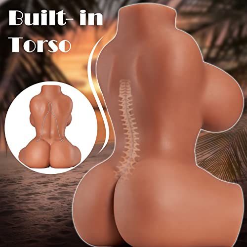 Brown-Skin Sex Doll Masturbator with Big Boobs Realistic Vagina and Tight Anus, Love Doll Adult Sex Toy for Men Masturbation, Goyha 5.9Lb Down-Sized Female Torso for Men Pleasure