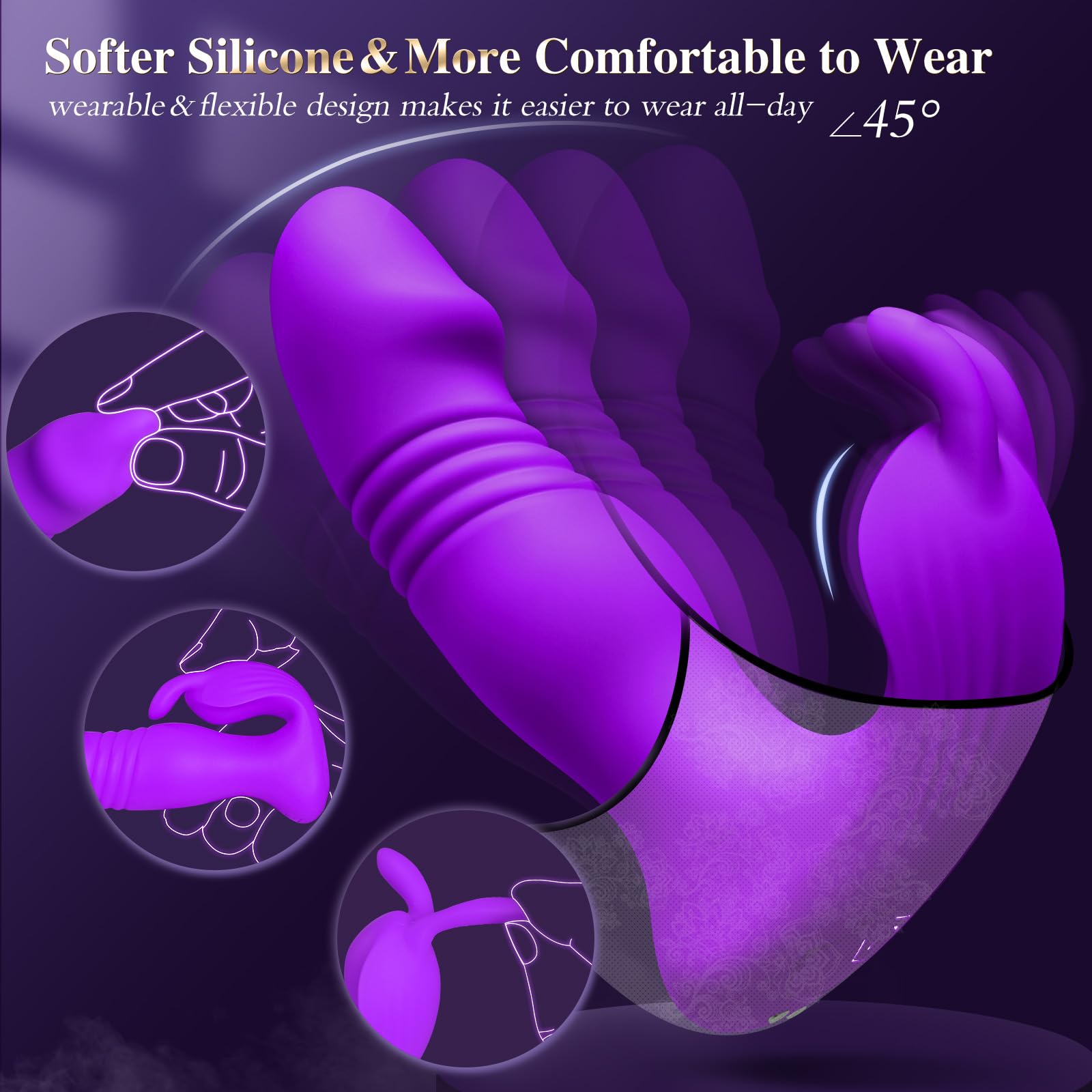 Adult Sex Toys for Women - 3IN1 App Wearable Remote Vibrator Rose Sex Toy, Sex Pleasure Tools for Women with 9 Clit Vibrator Modes & 9 Thrusting Dildos Nipple Anal Toys Sucking Vibrator