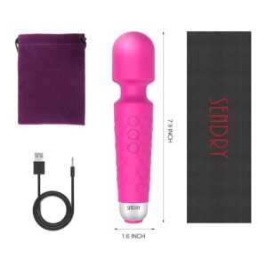 Female Vibrator, G-Spot & Sex Toy, 20 Modes & 8 Speeds Wand Massager, Quiet, Waterproof, USB Rechargeable Vibrator, Hand-Held Cordless Sex Toys Vibrator for Her Pleasure, Female Adult Toy - Rose