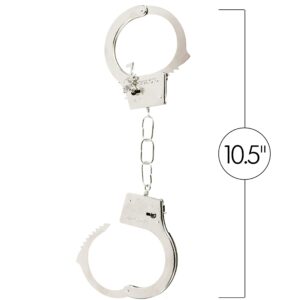 Skeleteen Metal Handcuffs with Keys - Toy Police Costume Prop Accessories Metal Chain Hand Cuffs with Safety Release and Key