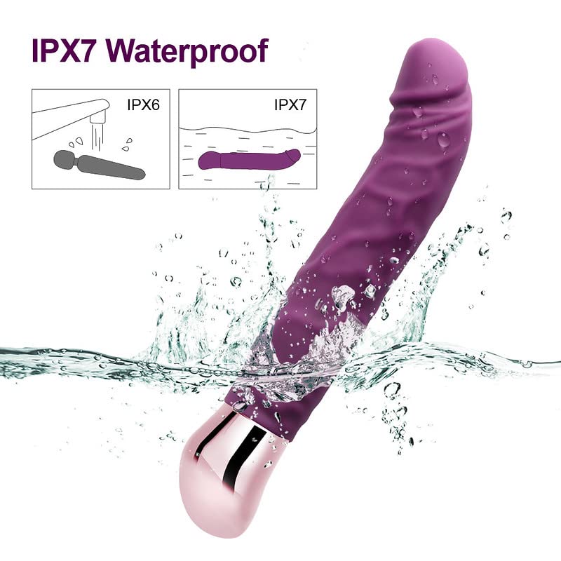 Rechargeable Realistic Dildo Vibrator for Women,G-Spot & Clitoral Stimulation with 10 Vibration Modes Adult Sex Toy for Couples Women (Purple)