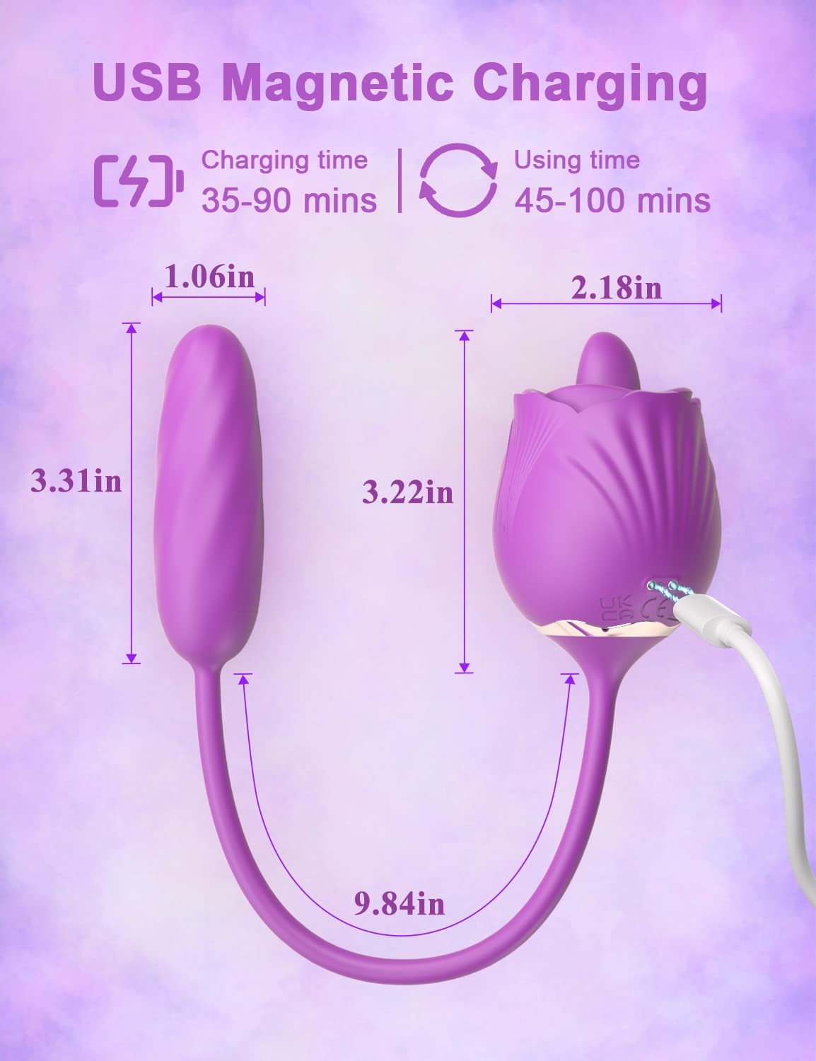 Rose Sex Stimulator for Women,4 in1 Sex Toys,Vibrator Dildo with 9 Tapping & 9 Thrusting,Tongue Licking Anal Adult Women Sex Toy for Clit Nipple Licker G Spot Stimulation for Women Couples