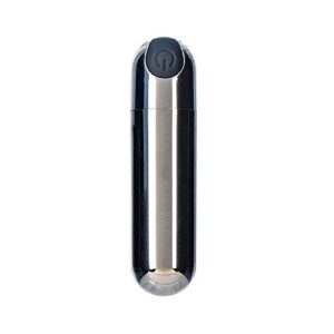 pure love vibrator bullet, rechargeable, waterproof, adult sex toy, smoky silver, 3"