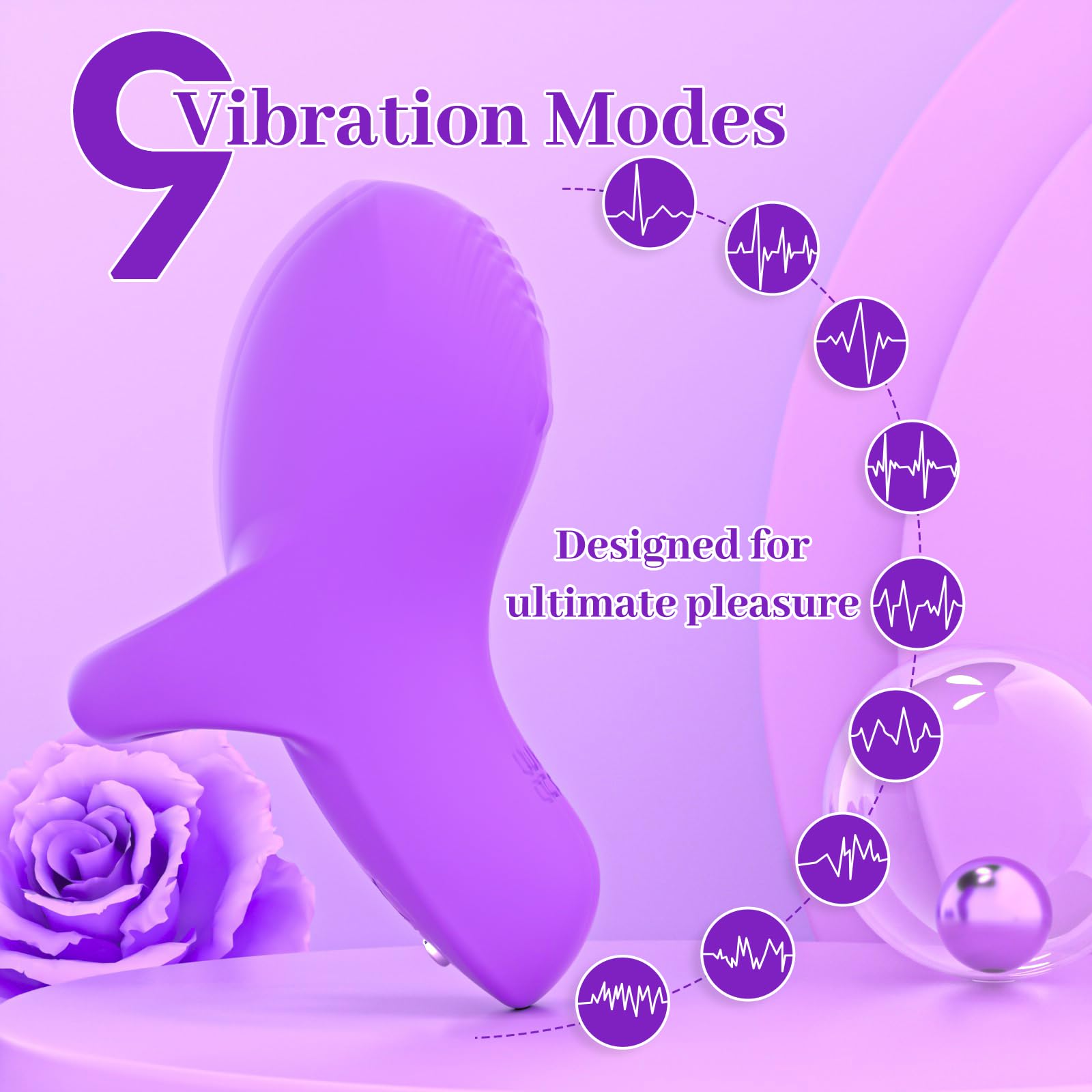 Finger Vibrator, Bullet Vibrator G-Spot Finger Vibrator, Finger Massager Masturbator Vagina Stimulator with 9 Modes, Dildo Sex Toys for Women