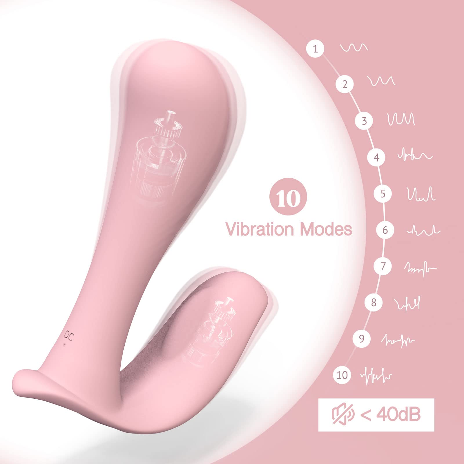 Tracy's Dog Wearable Panty Vibrator with Wireless Remote Control for G Spot Clitoral Stimulation, Butterfly Vibrators with 10 Vibrations, Vibrating Panties Adult Sex Toys for Women Couples Play, Pink