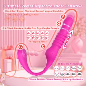 Thrusting Strapless Strap On G Spot Dildo Vibrator, 4 in 1 Rotating Tapping Vibrating Double Ended Dildo Lesbian Pegging Women Couples Adult Sex Toys, Silicone Anal Dildos Vibrators, Female Sex Toy