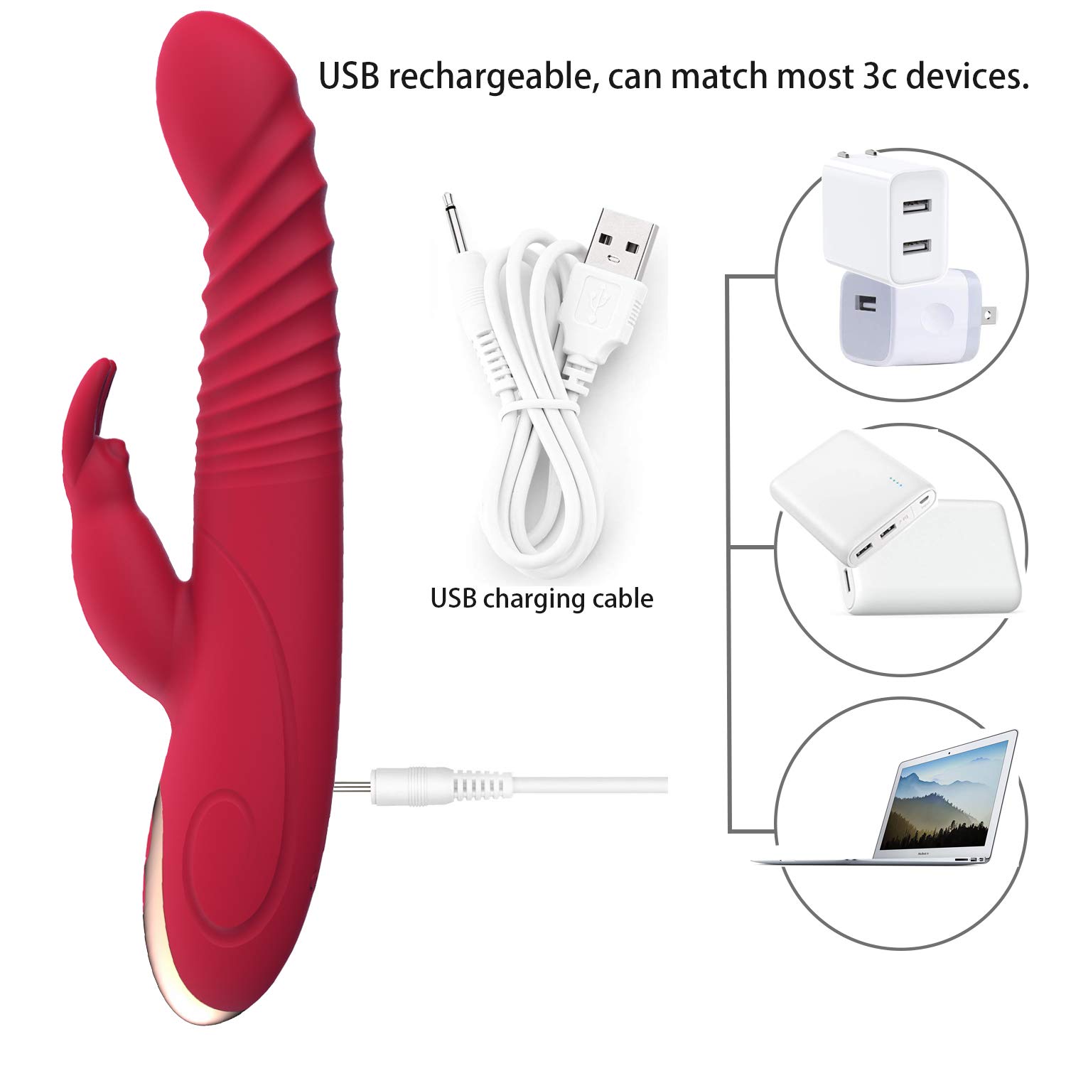 Personal Handheld Rechargeable Rabbit Vibrators for Women Vibrating Toys Pleasure Massager Electric Portable Massager 8+3 Speeds Vibrations Realistic Female Woman Gifts