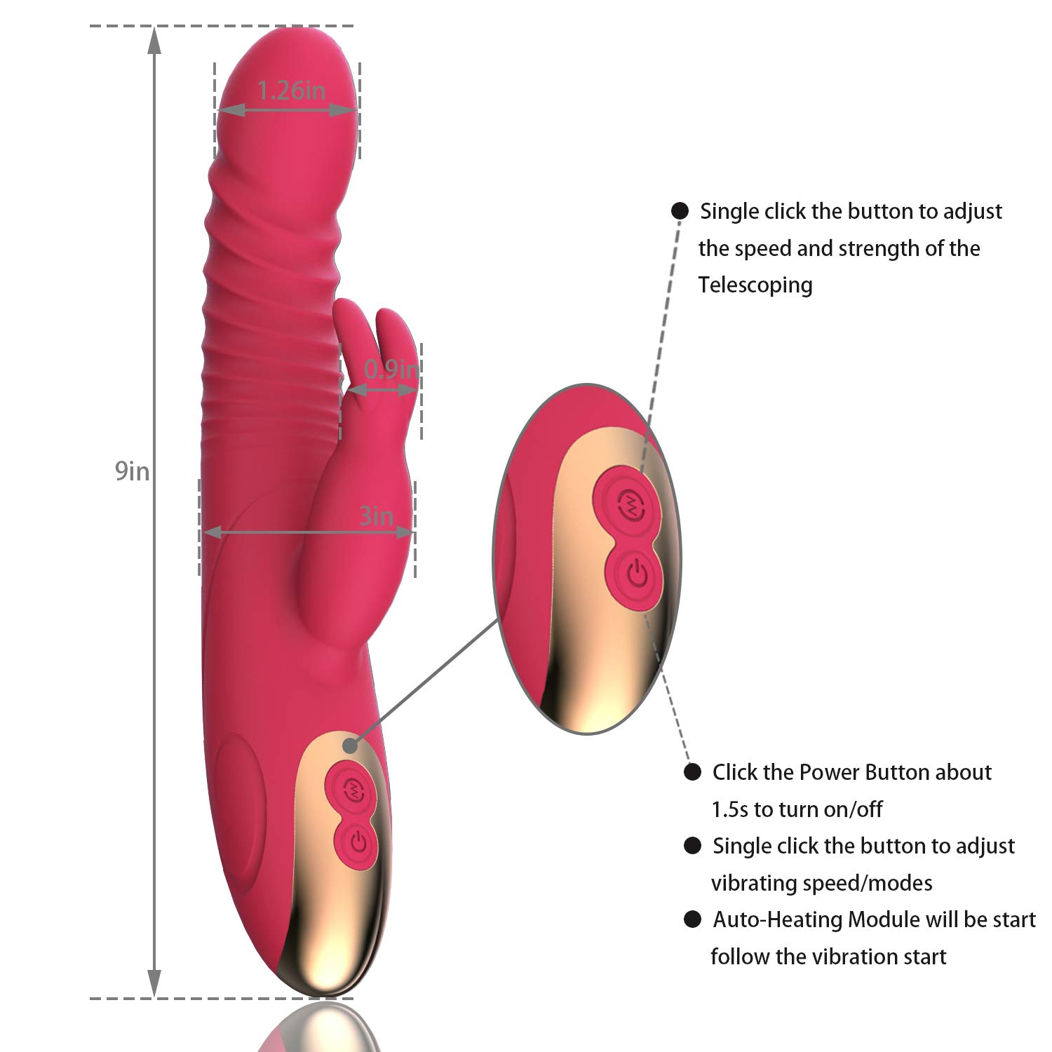 Personal Handheld Rechargeable Rabbit Vibrators for Women Vibrating Toys Pleasure Massager Electric Portable Massager 8+3 Speeds Vibrations Realistic Female Woman Gifts