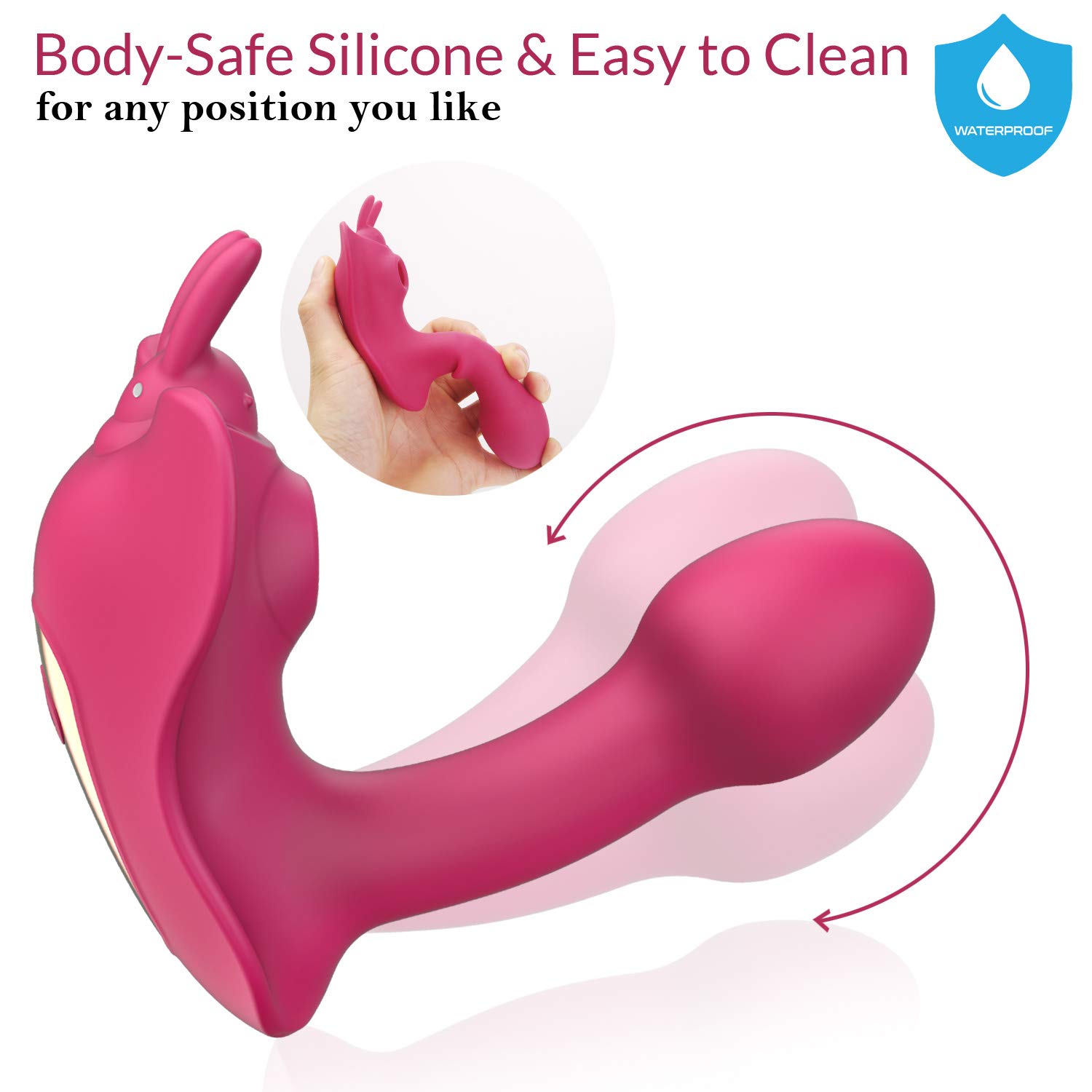 2-in-1 Wearable Vibrator with Clit Sucker, G Spot Vibrator with Remote Control, Clitoral Sucking Vibrator with 10 Suction & Vibration Modes, Toys for Women's Sex, Rose Red