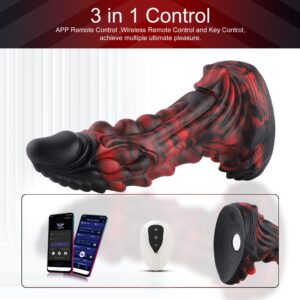 Vibrating Dildo, Wildolo APP/Remote/Key 3 in 1 Control Anal Dildo, Flexible Vibrator Dildo with 10 Vibration Modes & Wireless APP Bluetooth Control, Rechargeable Adult Sex Toy for Couple and Women