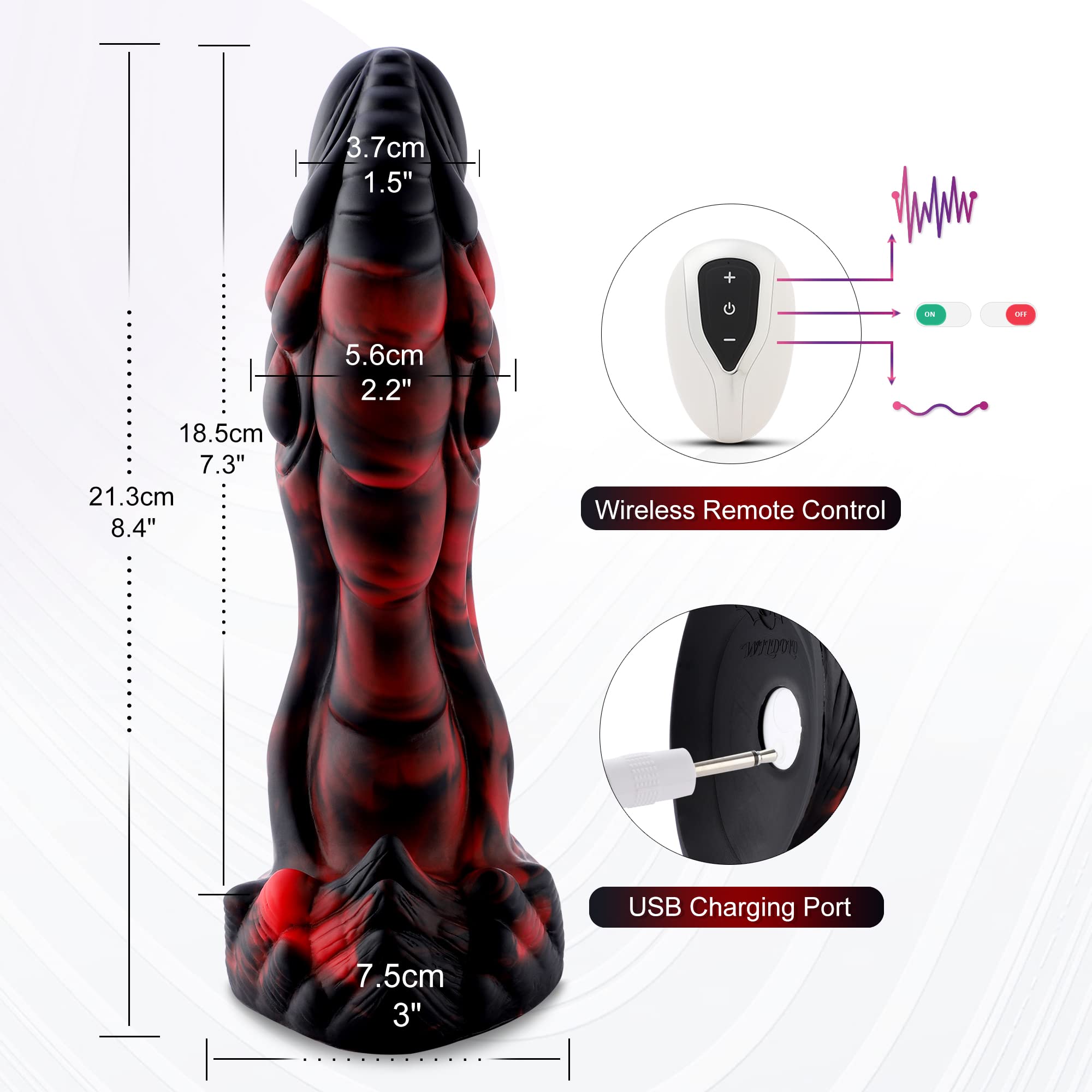 Vibrating Dildo, Wildolo APP/Remote/Key 3 in 1 Control Anal Dildo, Flexible Vibrator Dildo with 10 Vibration Modes & Wireless APP Bluetooth Control, Rechargeable Adult Sex Toy for Couple and Women