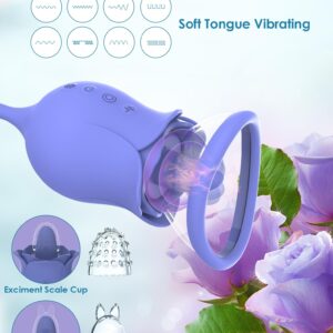 Rose Sex Toy Vibrator Dildo for Women - OHTop APP Remote Rose Adult Toys with 8 Thrusting 10 Tongue Vibrating Stimulator for Womens Couples - 5in1 Heated Sex Toys for Clit, G Spot and Nipples Pleasure