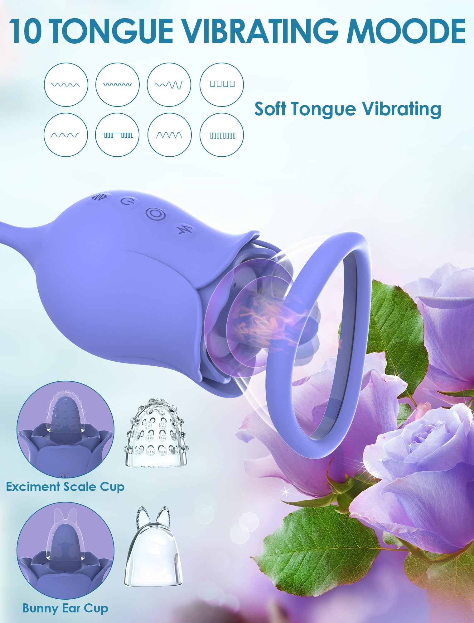 Rose Sex Toy Vibrator Dildo for Women - OHTop APP Remote Rose Adult Toys with 8 Thrusting 10 Tongue Vibrating Stimulator for Womens Couples - 5in1 Heated Sex Toys for Clit, G Spot and Nipples Pleasure