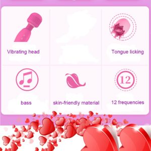 2024 Portable Rabbit Vibrators for Women with 12 Vibrating Modes Vibrating Toys for Woman Pleasure Electric Massager for Female Rechargeable Licking Stimulation (Pink-A)