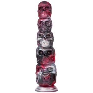 skull shape male realistic dildo with suction cup, 11.8 inch silicone fake penis adult sex toy for man woman - l