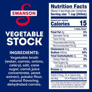 Swanson 100% Natural, Gluten Free Vegetable Stock, 32 oz Carton