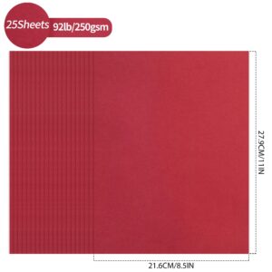 25 Sheets Christmas Red Cardstock - 8.5'' x 11'' 92lb Double-sided Cover Card Stock 250gsm Heavyweight Paper for Art Crafts Business Cards Party Décor UAP13RE