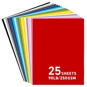 8.5x11 cardstock 25sheets colored cardstock assorted 25 colors, 90 lb/250 gsm card stock colored paper for cricut machine, card making, scrapbook & diy crafts