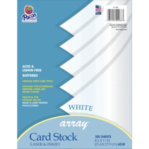 pacon® card stock, letter paper size, 65 lb, white, 100 sheets